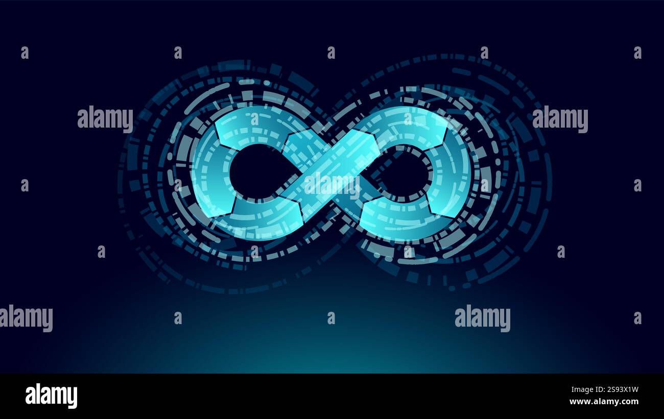 Devops software development operations infinity symbol. Programmer administration system life ...