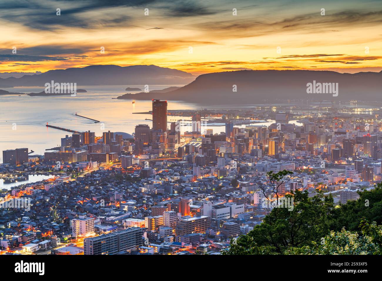 Takamatsu, Japan downtown city skyline at dawn from above Stock Photo ...