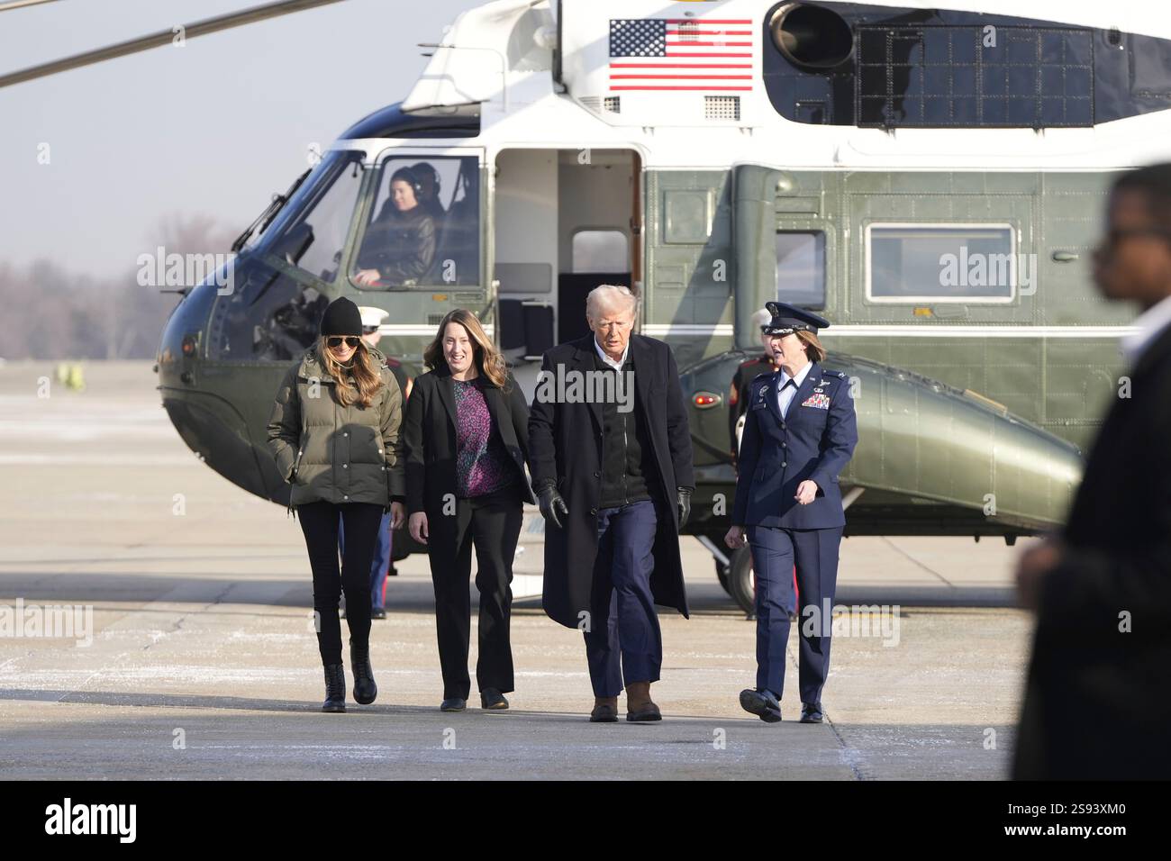 President Donald Trump, escorted by Col. Angela Ochoa, Commander, 89th ...
