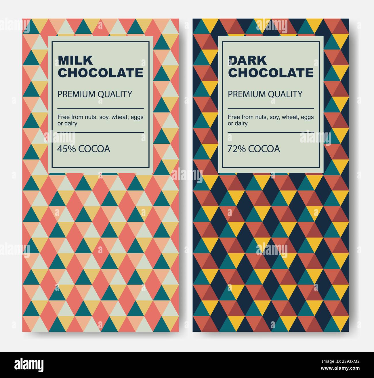 Organic dark and milk chocolate bar design. Abstract cocoa product ...