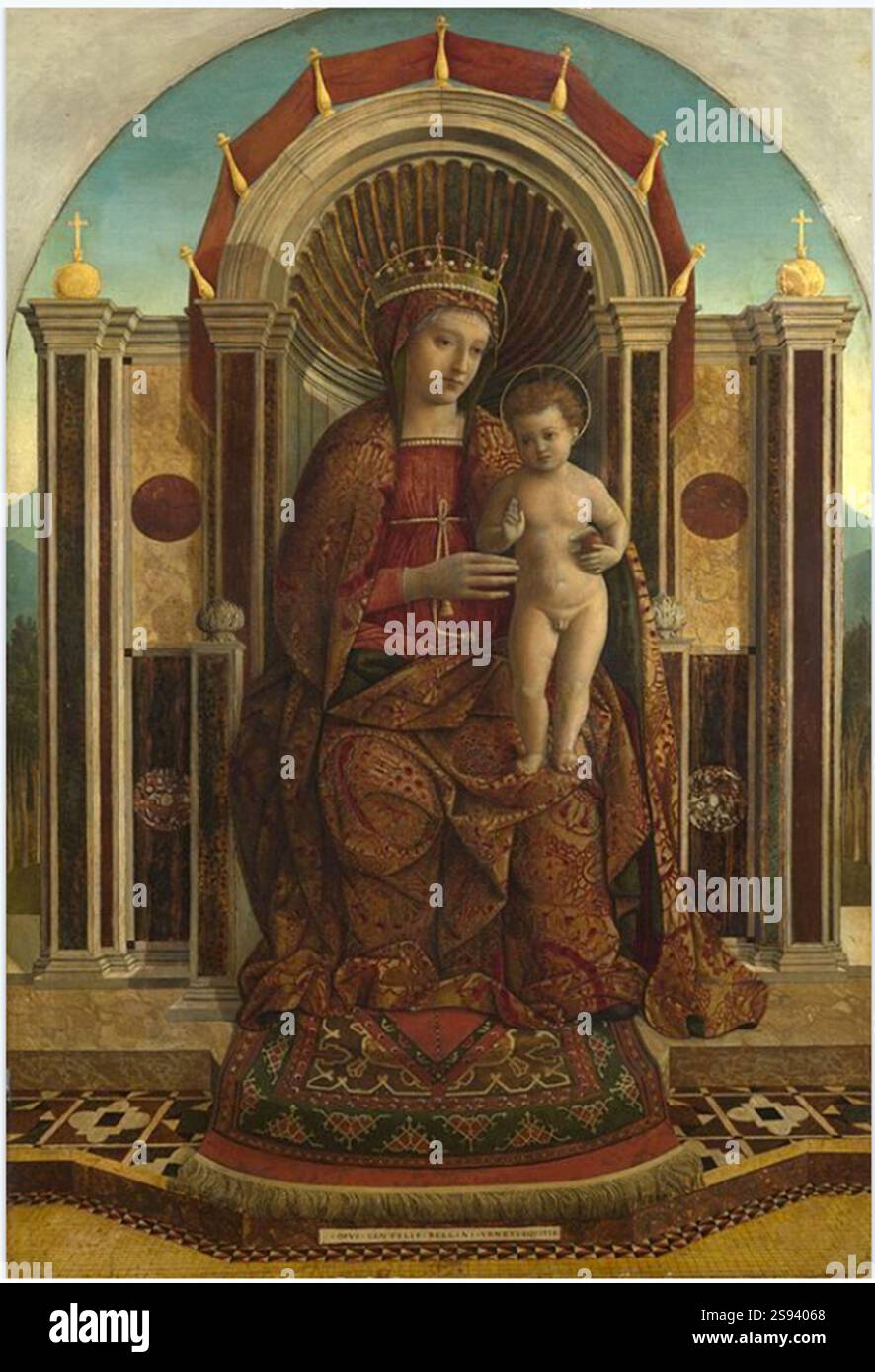 Gentile Bellini's Madonna and Child Enthroned, late 15th century. Note the Islamic prayer rug at ...