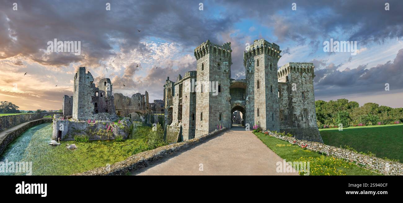 Ruins of the medieval Raglan Castle (Welsh: Castell Rhaglan ...