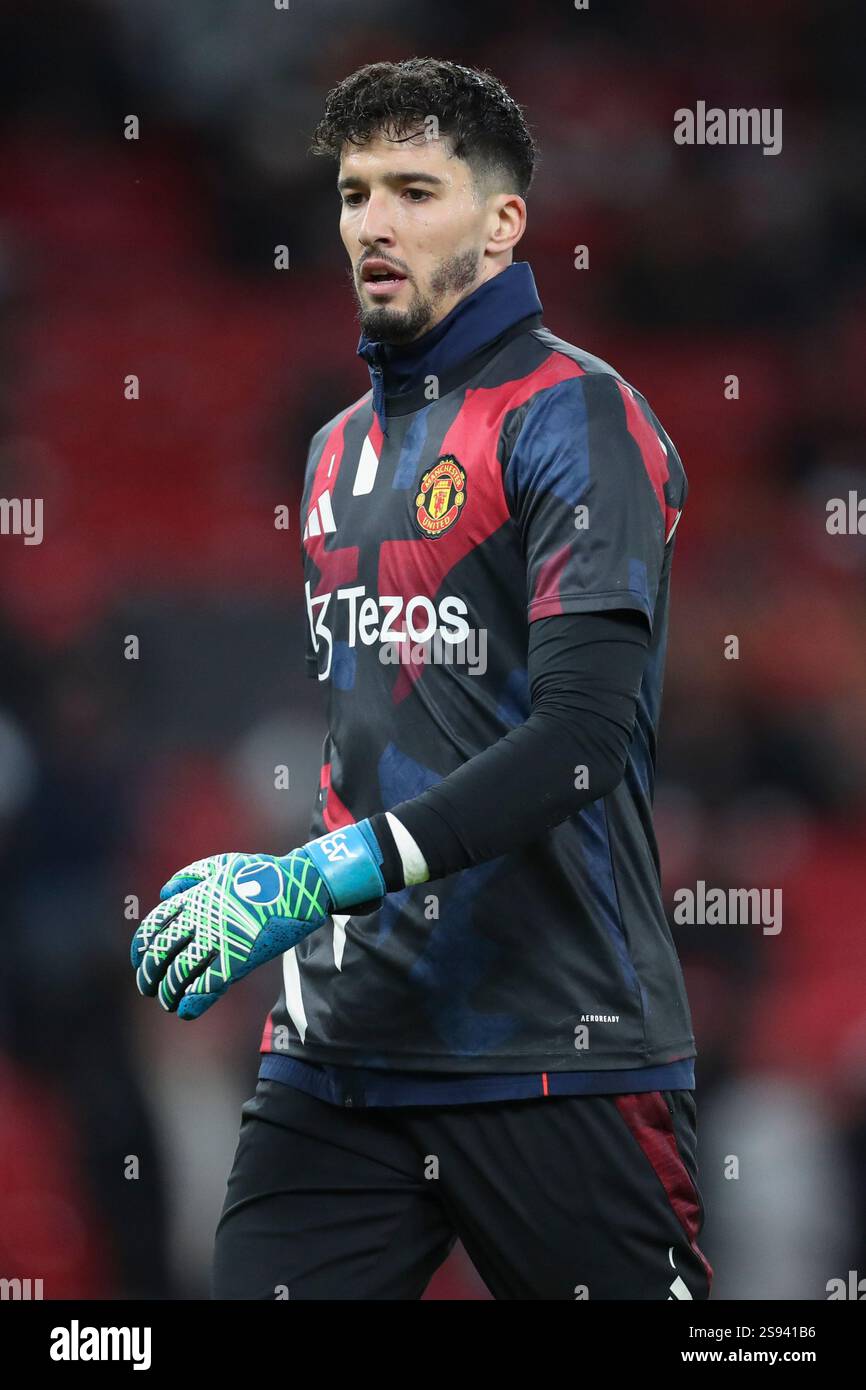 Manchester United goalkeeper Altay Bayındır (1) warm up during the ...