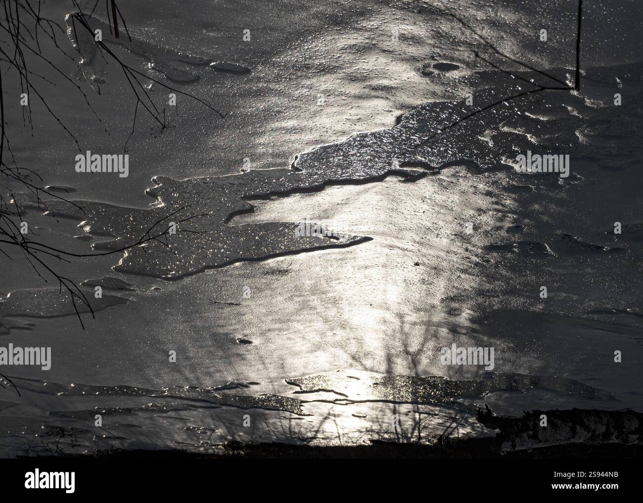 abstract frozen ice texture on muddy swamp road, winter Stock Photo - Alamy