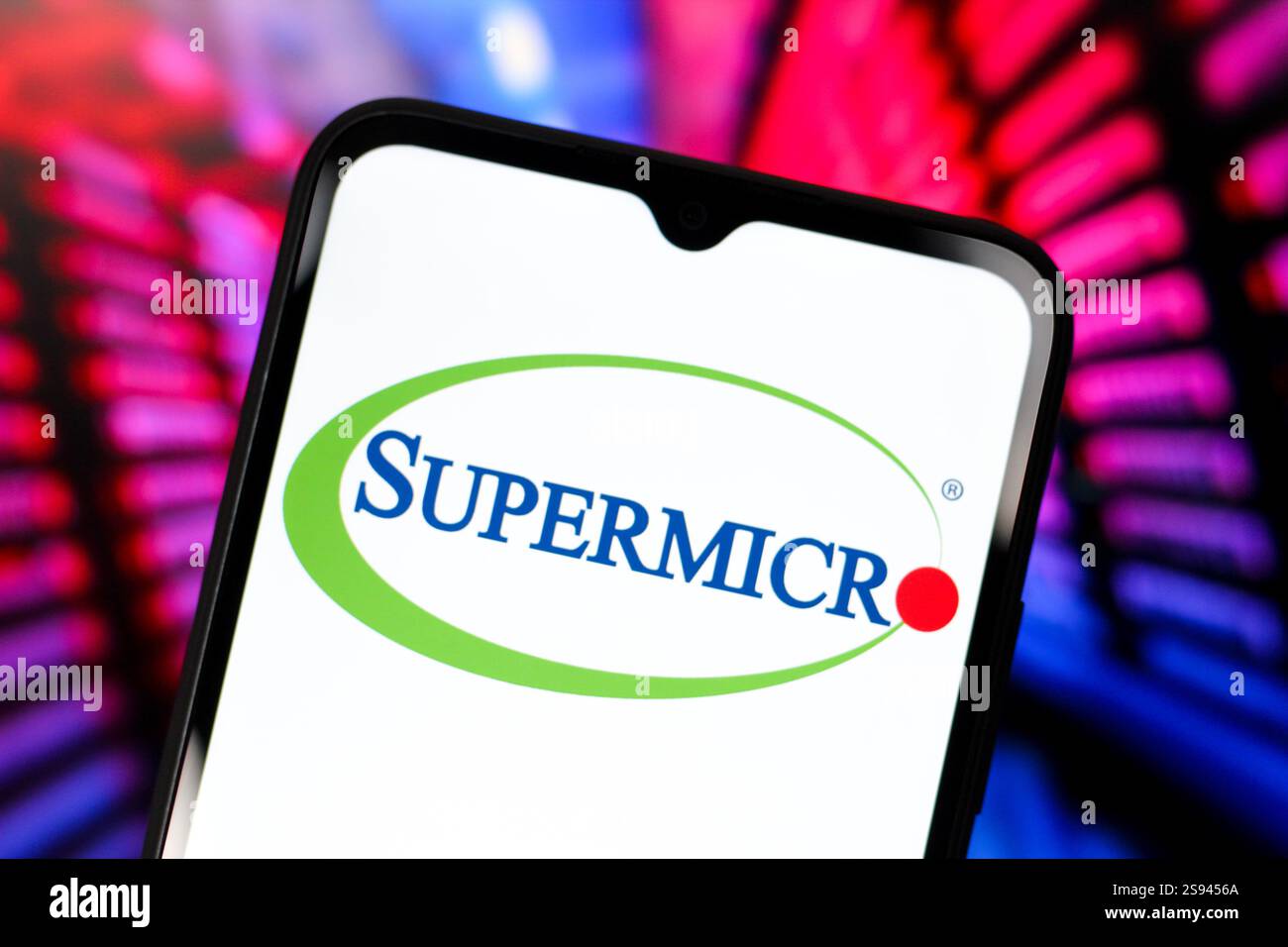In this photo illustration, the Super Micro Computer, Inc. logo is seen ...
