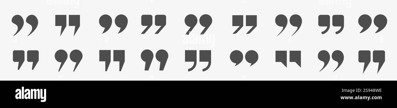 A set of gray icons in the form of quotation marks on a light ...