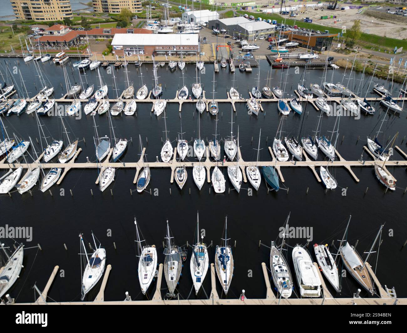 Aerial view of a marina in Almere Poort, The Netherlands Stock Photo ...
