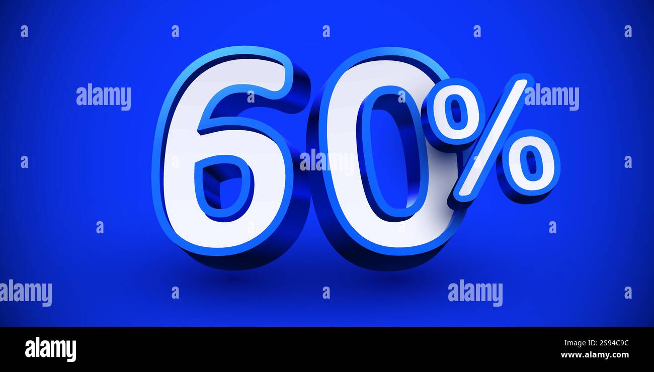 60 percent Off. 3d number 60. Sale banner. Vector illustration Stock ...