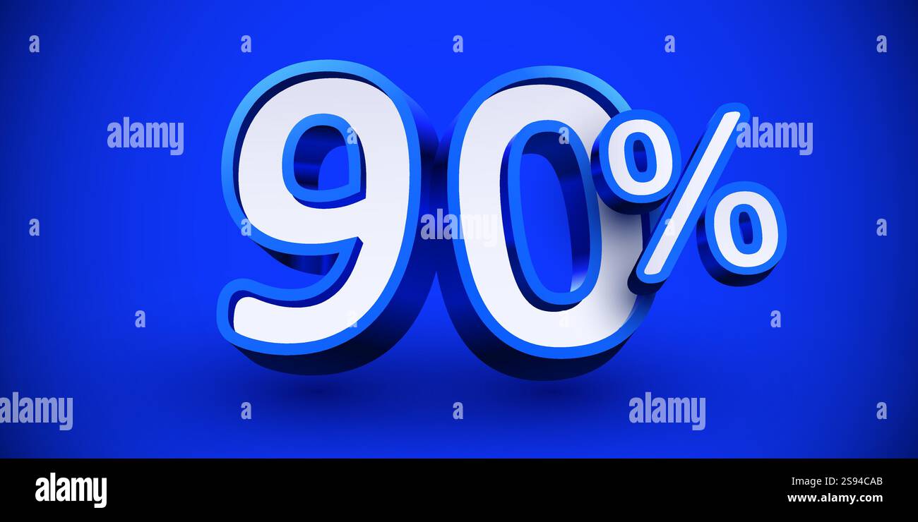 90 percent Off. 3d number 90. Sale banner. Vector illustration Stock ...