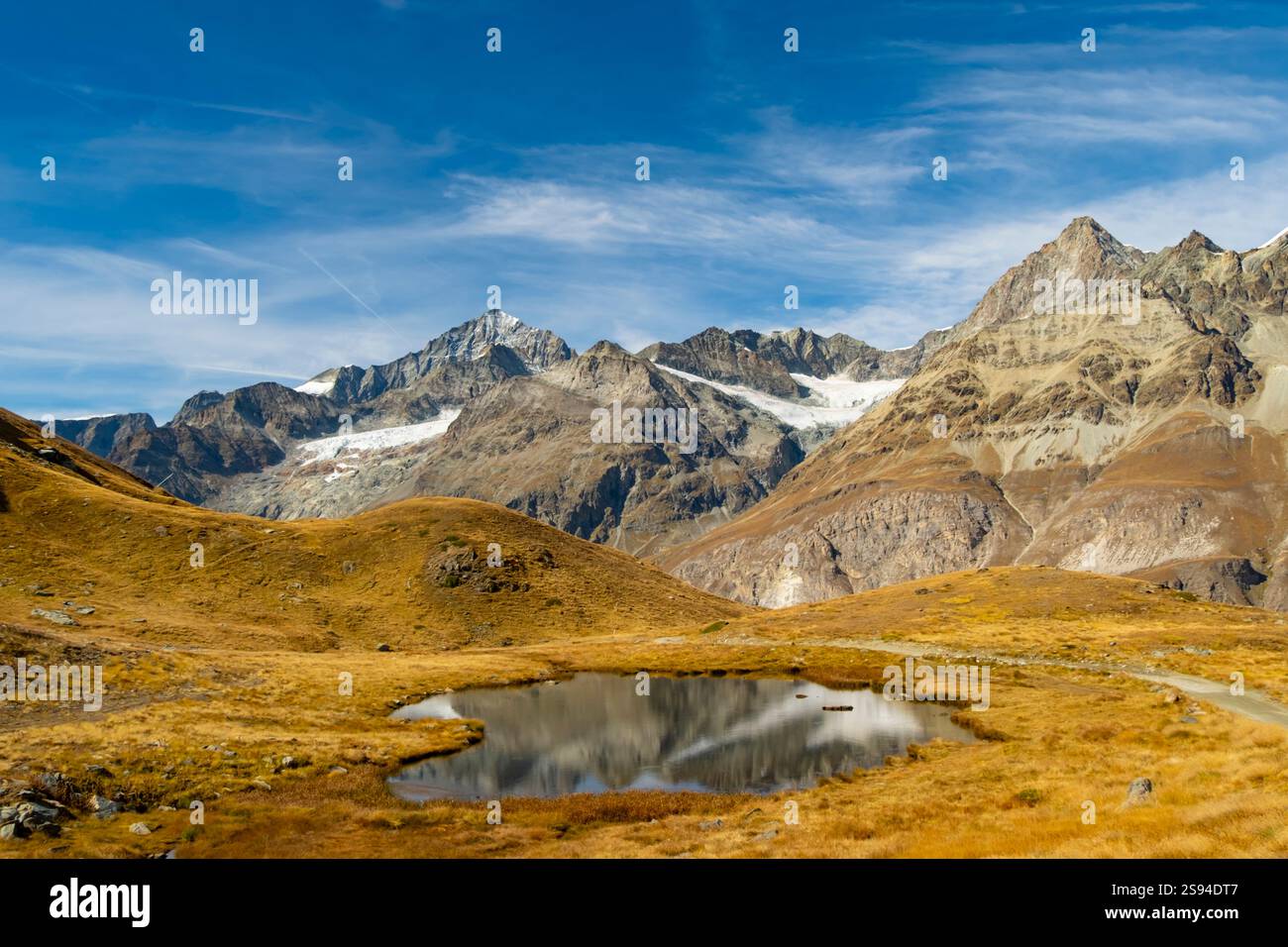 Small glacial lake near Matterhorn mount Zermatt Switzerland alps Stock ...