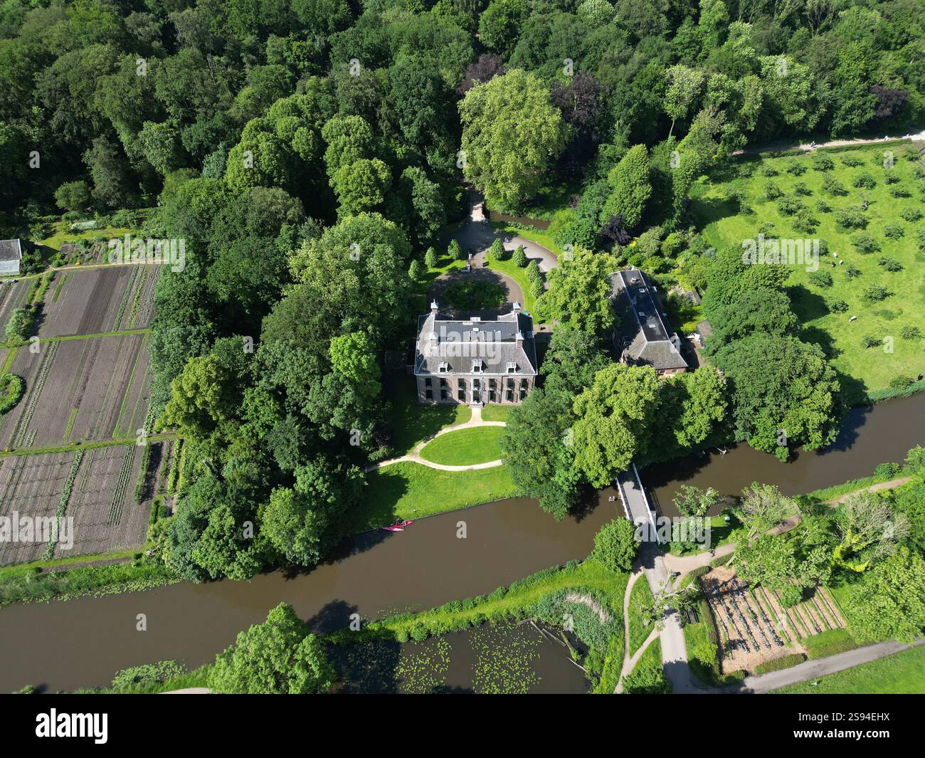 Aerial view of the green area of Oud Amelisweerd in Utrecht, The ...
