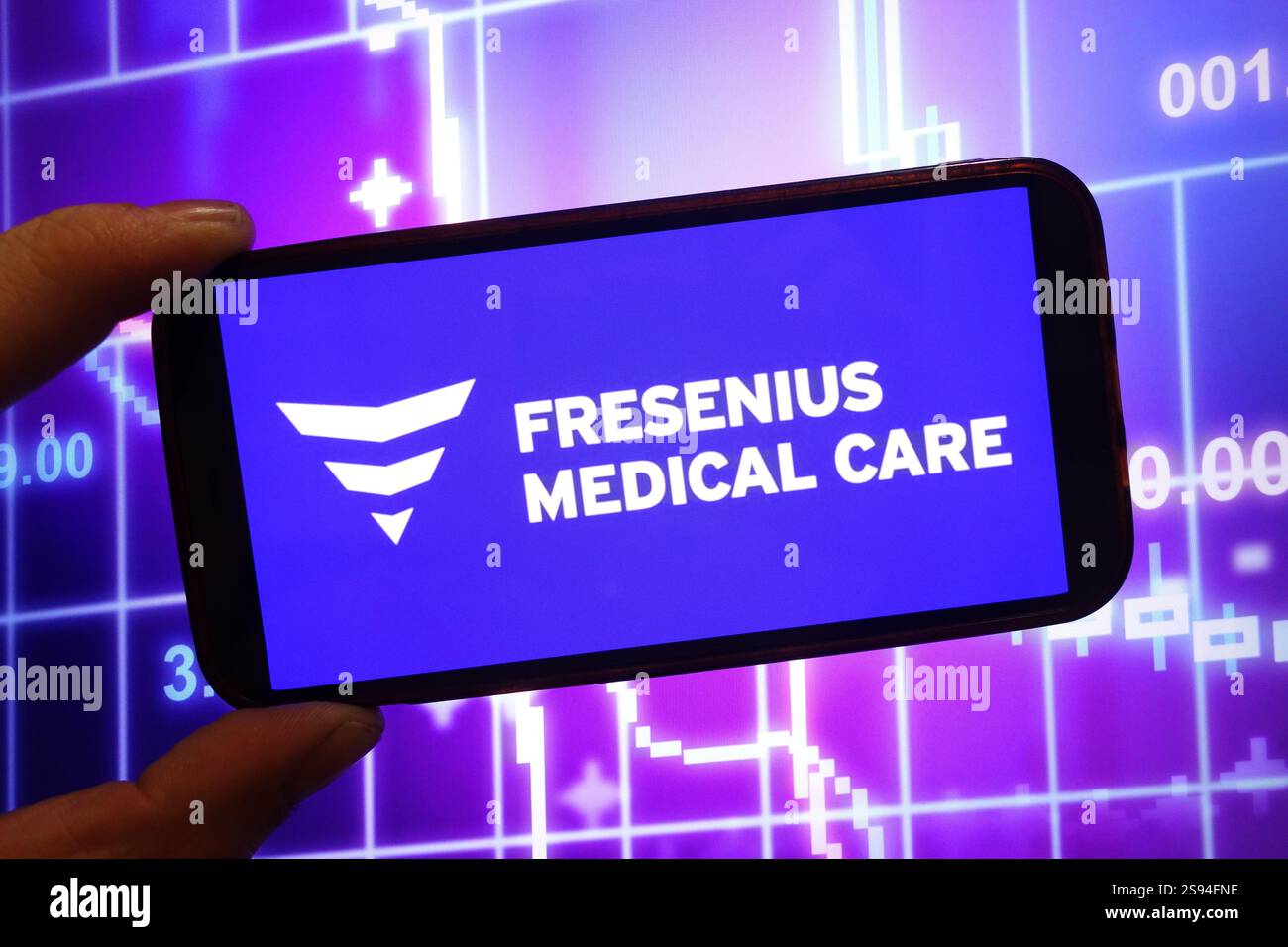 In this photo illustration, the Fresenius Medical Care company logo is ...