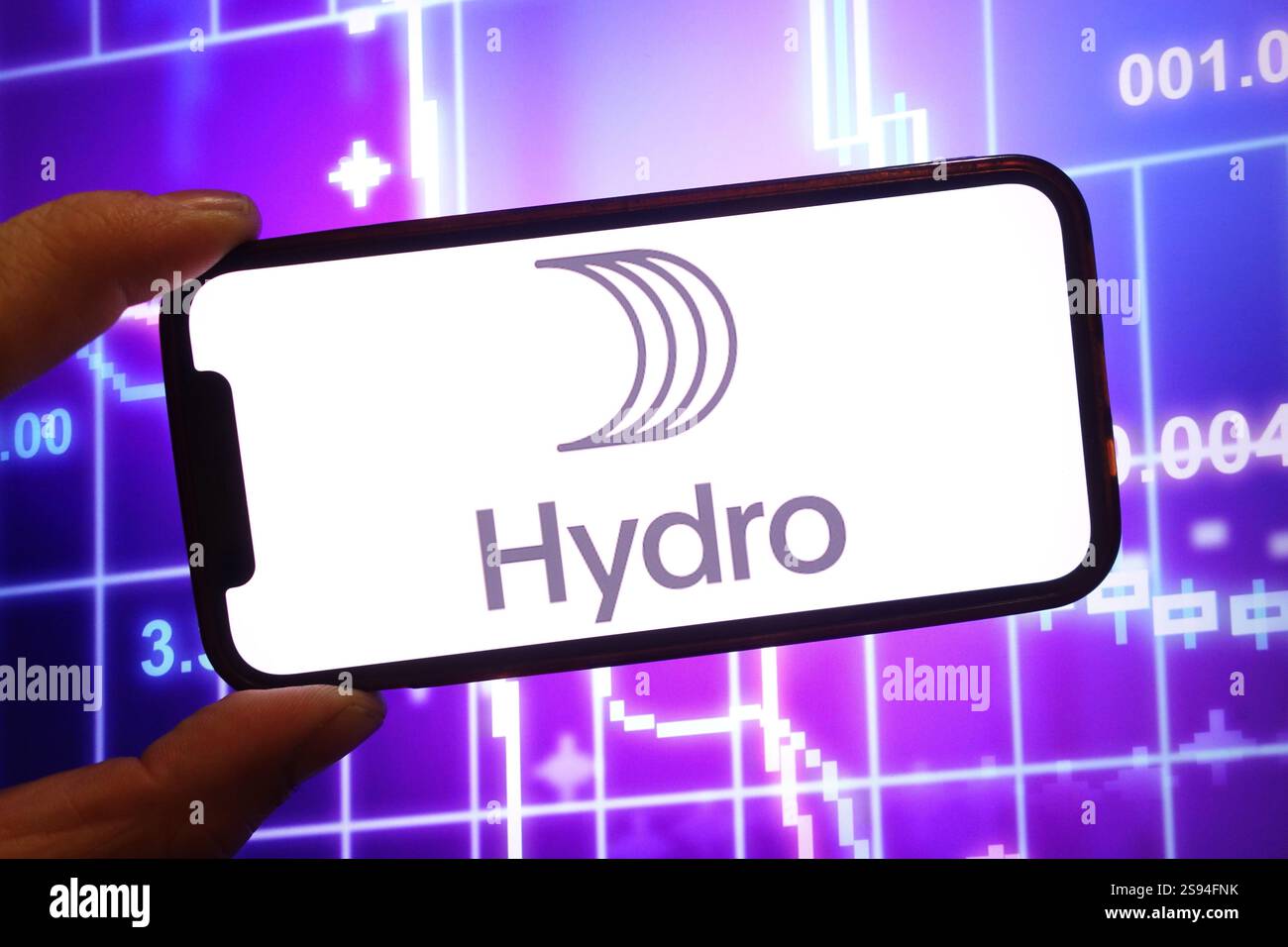 In this photo illustration, the Norsk Hydro company logo is seen ...