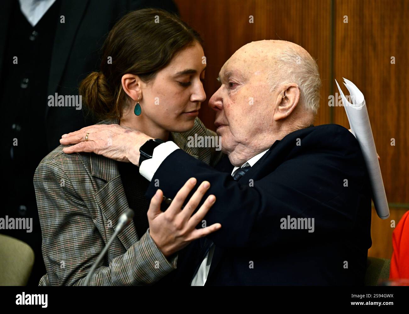 David Moscovic, a Holocaust and Auschwitz Survivor, embraces his ...