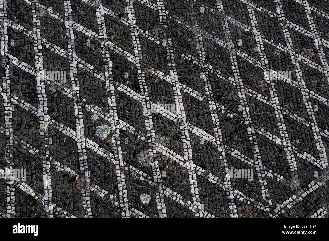 Close detail view of a black and white mosaic pavement that once graced ...