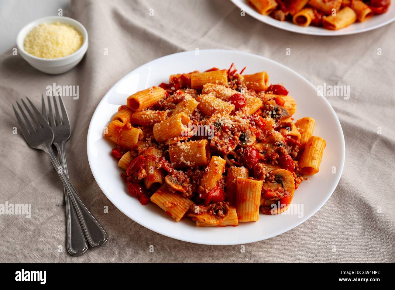 Homemade Italian Sausage and Mushroom Ragu Rigatoni Pasta with Cheese ...