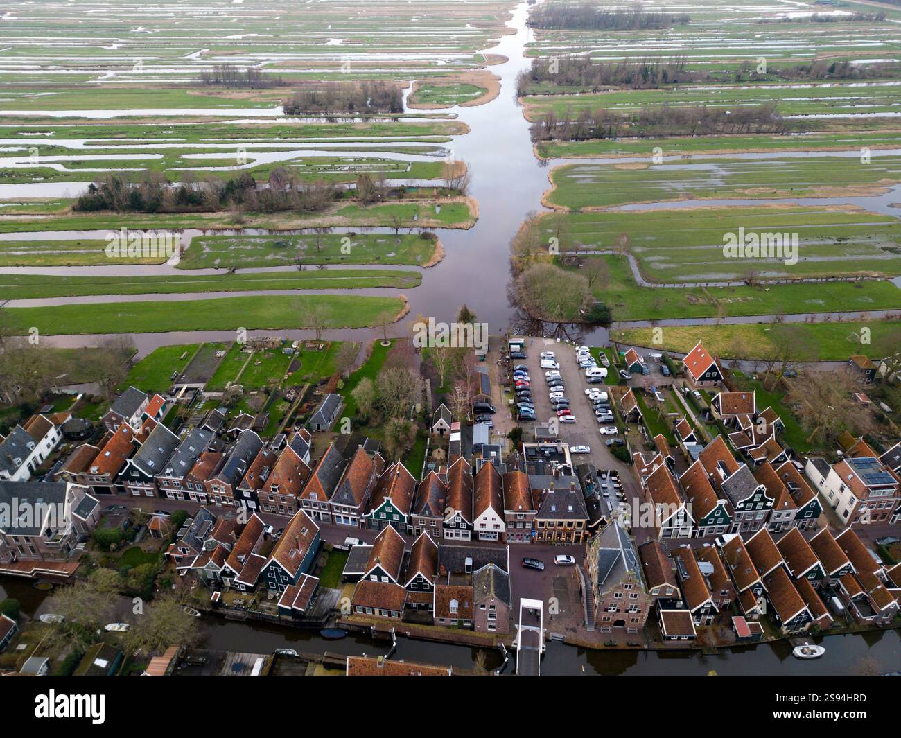 Aerial view of the small village of De Rijp, The Netherlands Stock ...