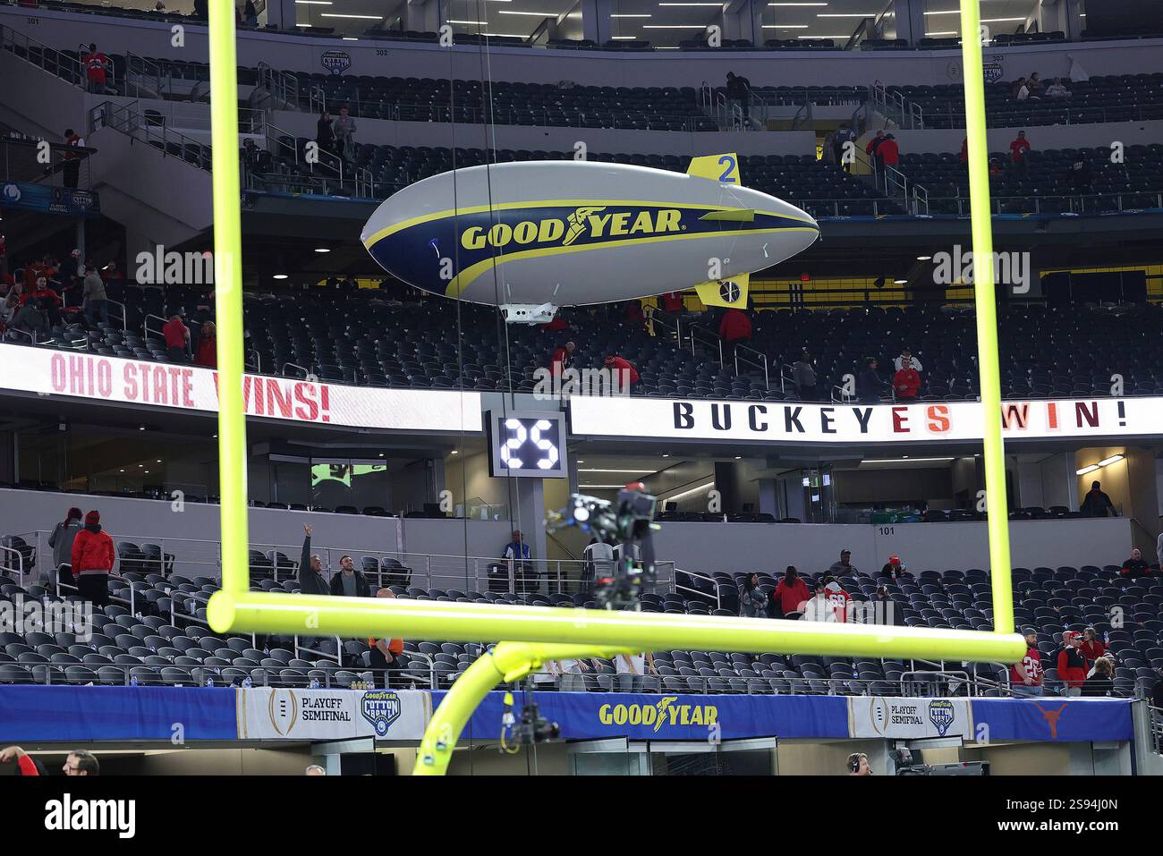 Miniature Goodyear blimp flies after the Cotton Bowl NCAA College ...