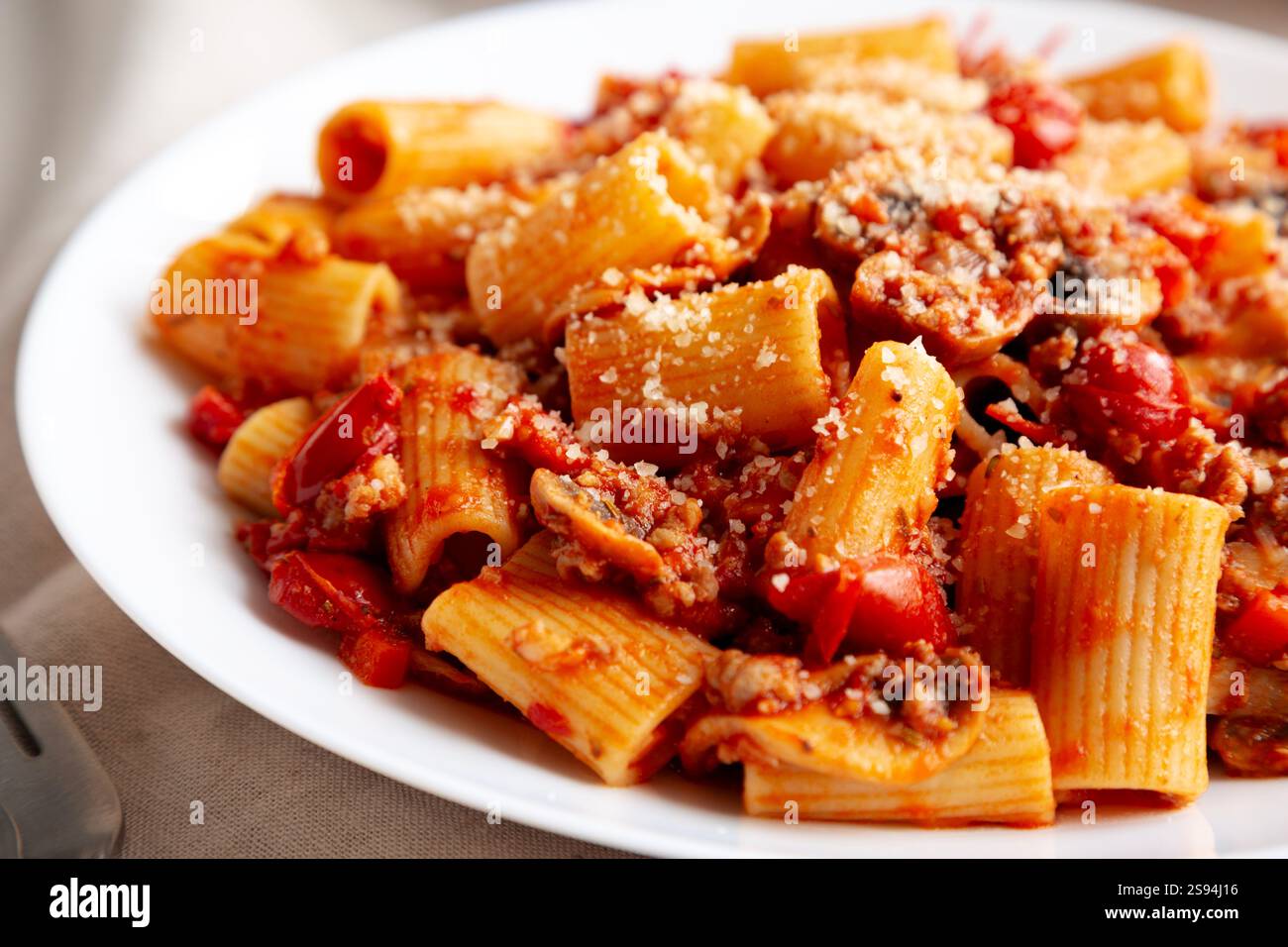 Homemade Italian Sausage and Mushroom Ragu Rigatoni Pasta with Cheese ...
