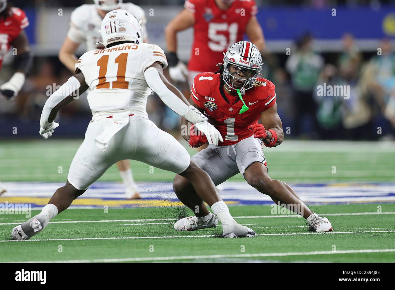 Ohio State running back Quinshon Judkins (1) runs as Texas defensive ...