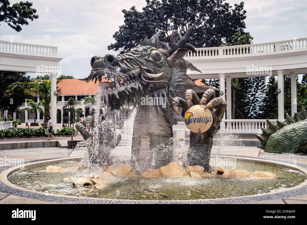 Sentosa Dragon statue and fountain on the resort island of Sentosa ...