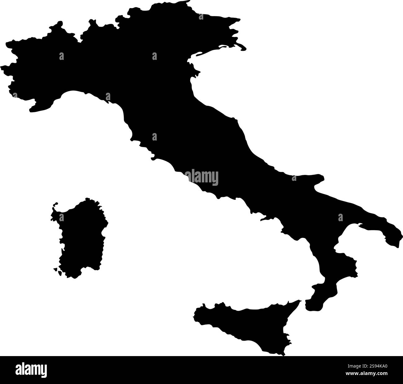 Italy vector black silhouette Europe nation country map isolated ...