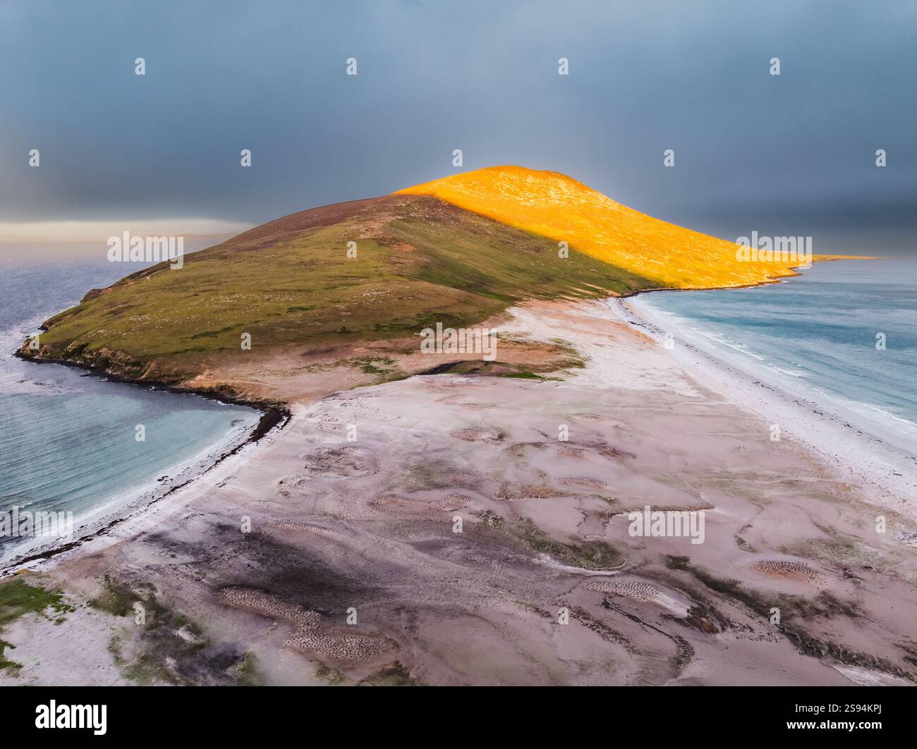 Sunrise over the Neck at Saunders Island, Falkland Islands Stock Photo ...
