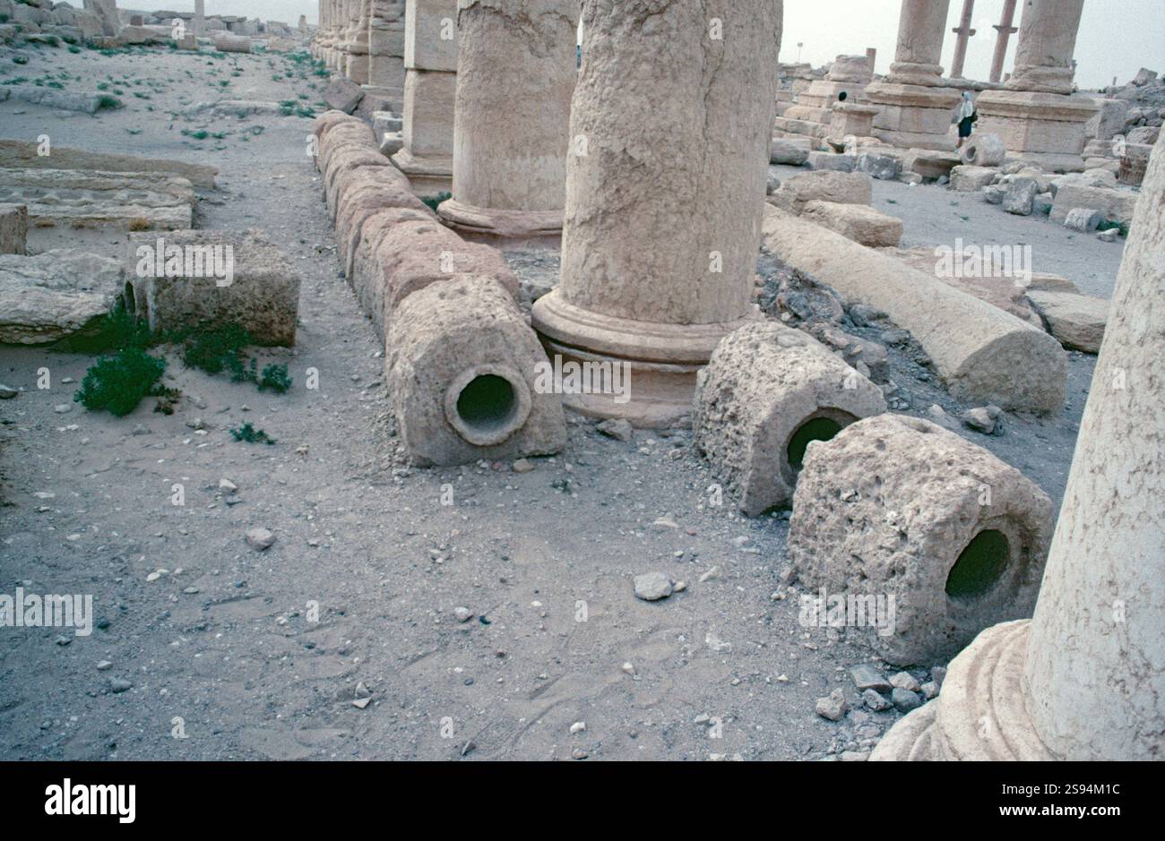 Pipes of the ancient water pipeline, Palmyra, Syria, May 1987 Stock ...