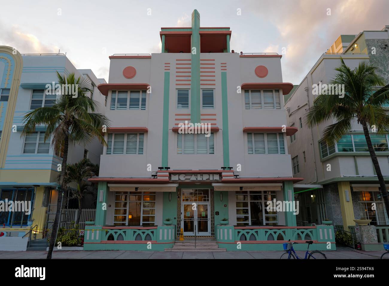 The Art Deco historic district along Ocean Drive in Miami Beach Stock ...