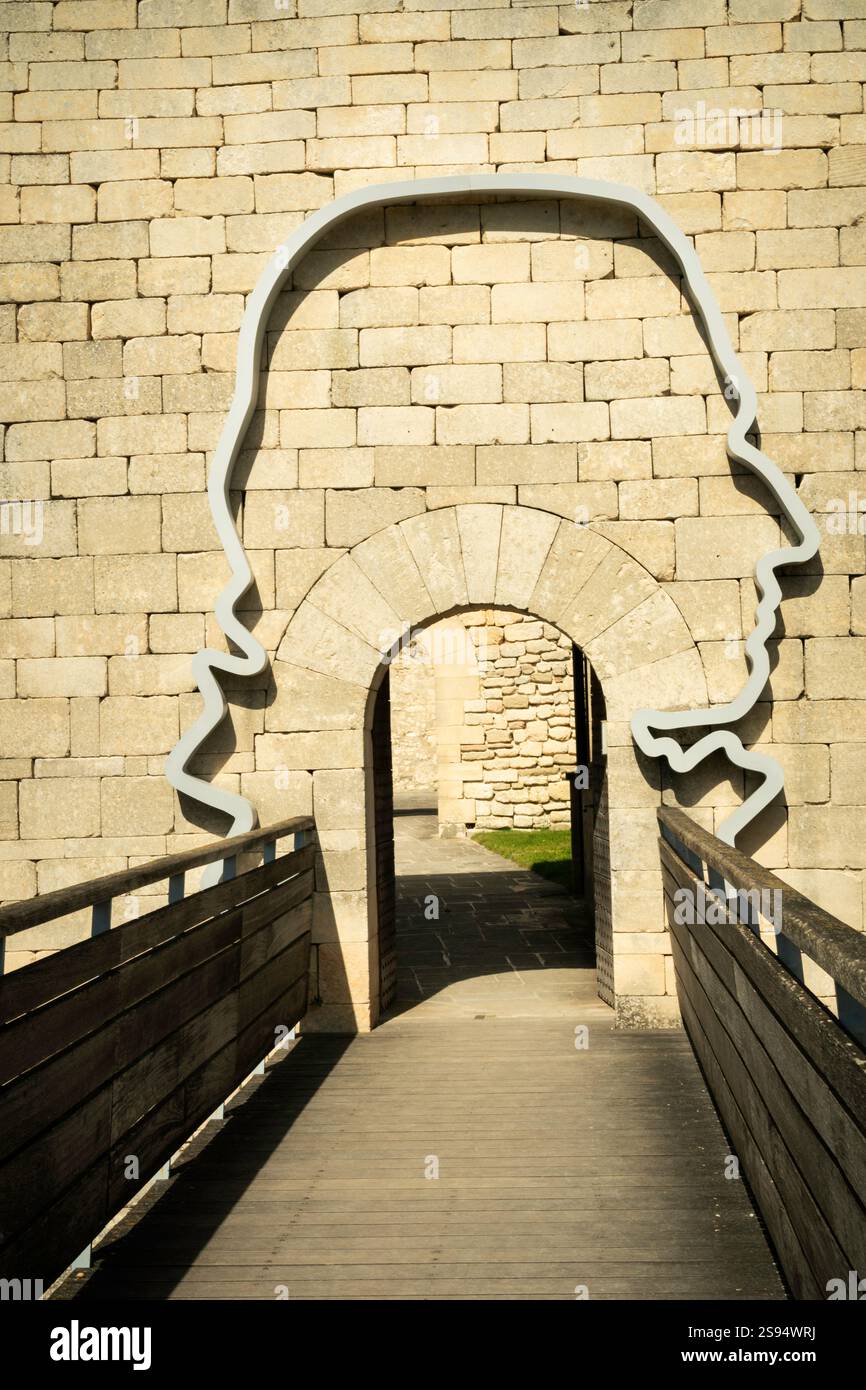Entrance to the castle once inhabited by Marquis de Sade i the 1700s is ...