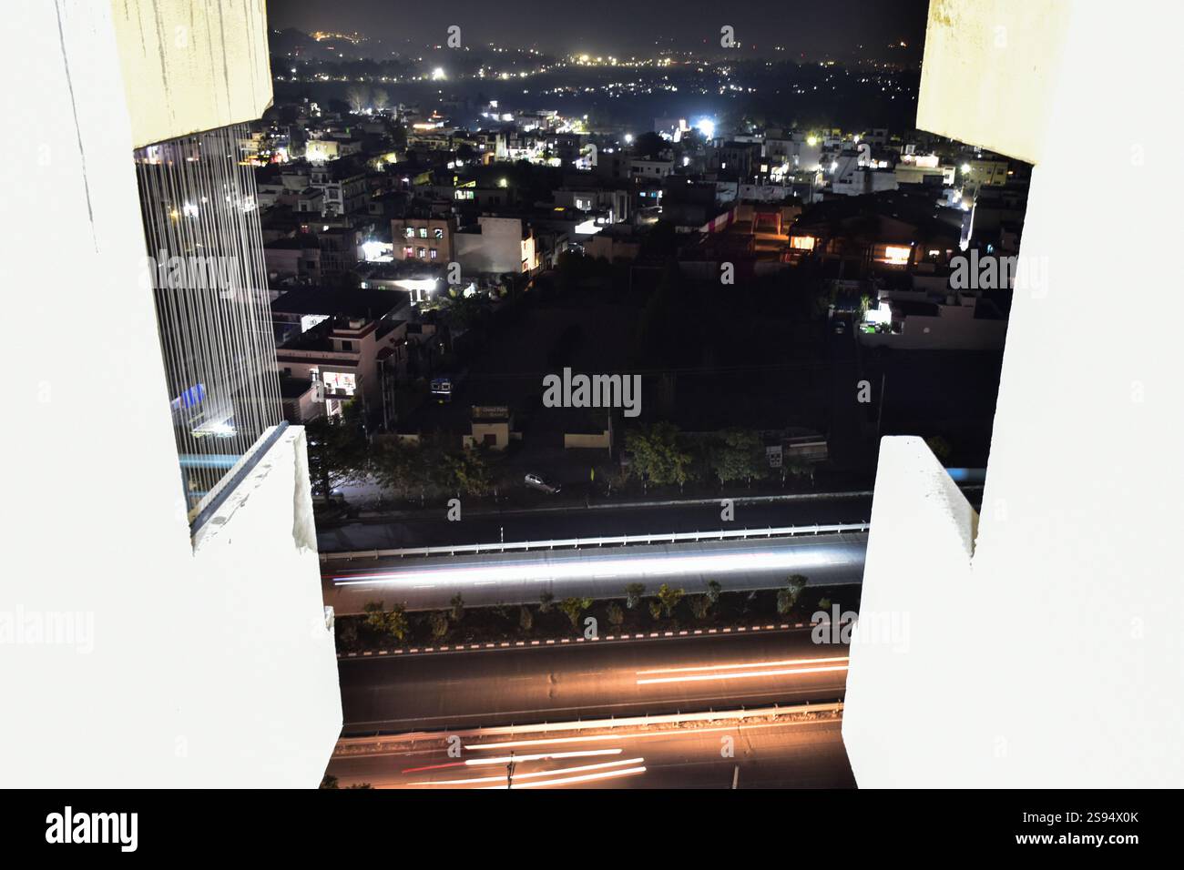 A long exposure photo shows the late night view of Jammu city the ...