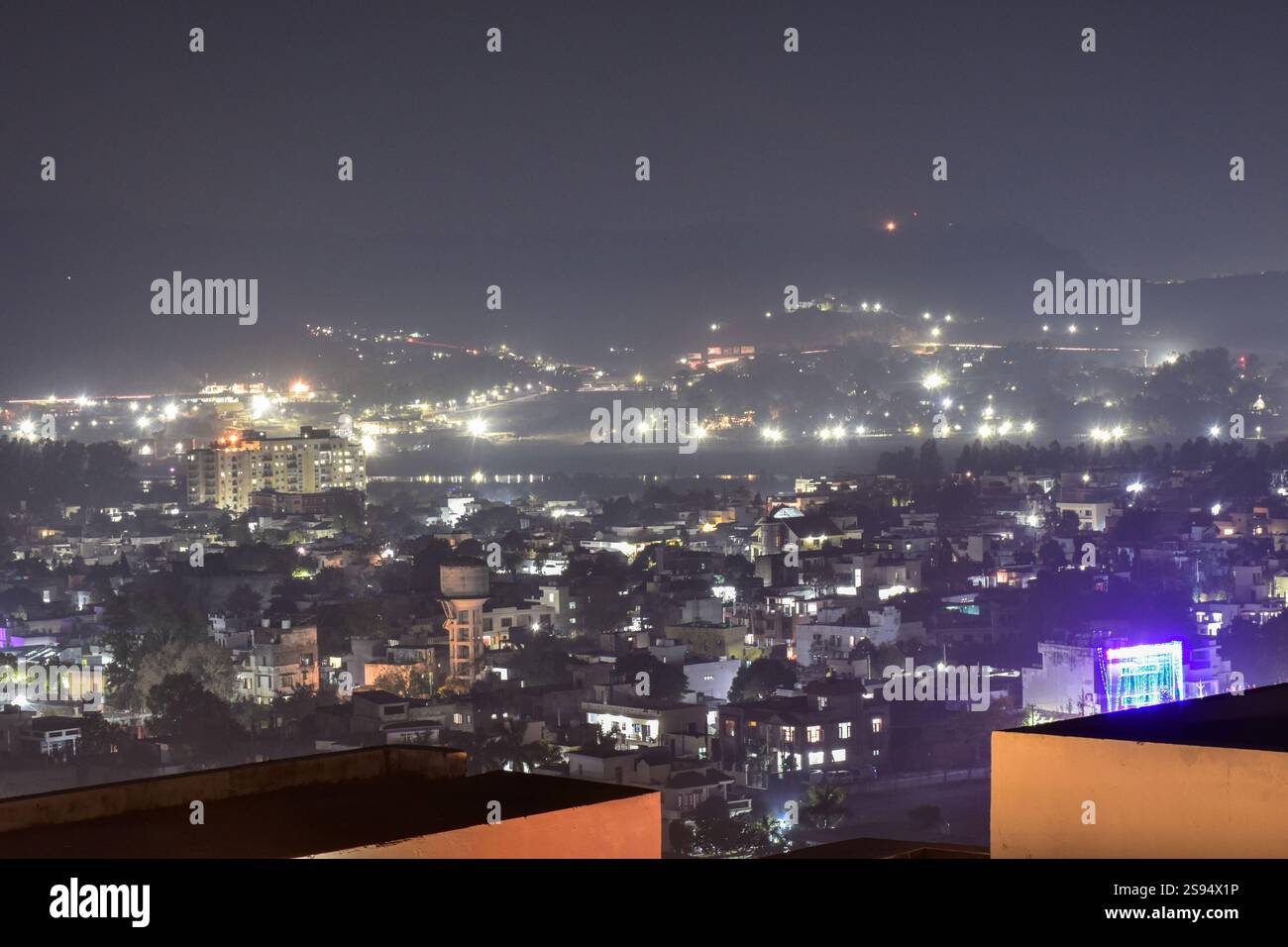 A long exposure photo shows the late night view of Jammu city the ...