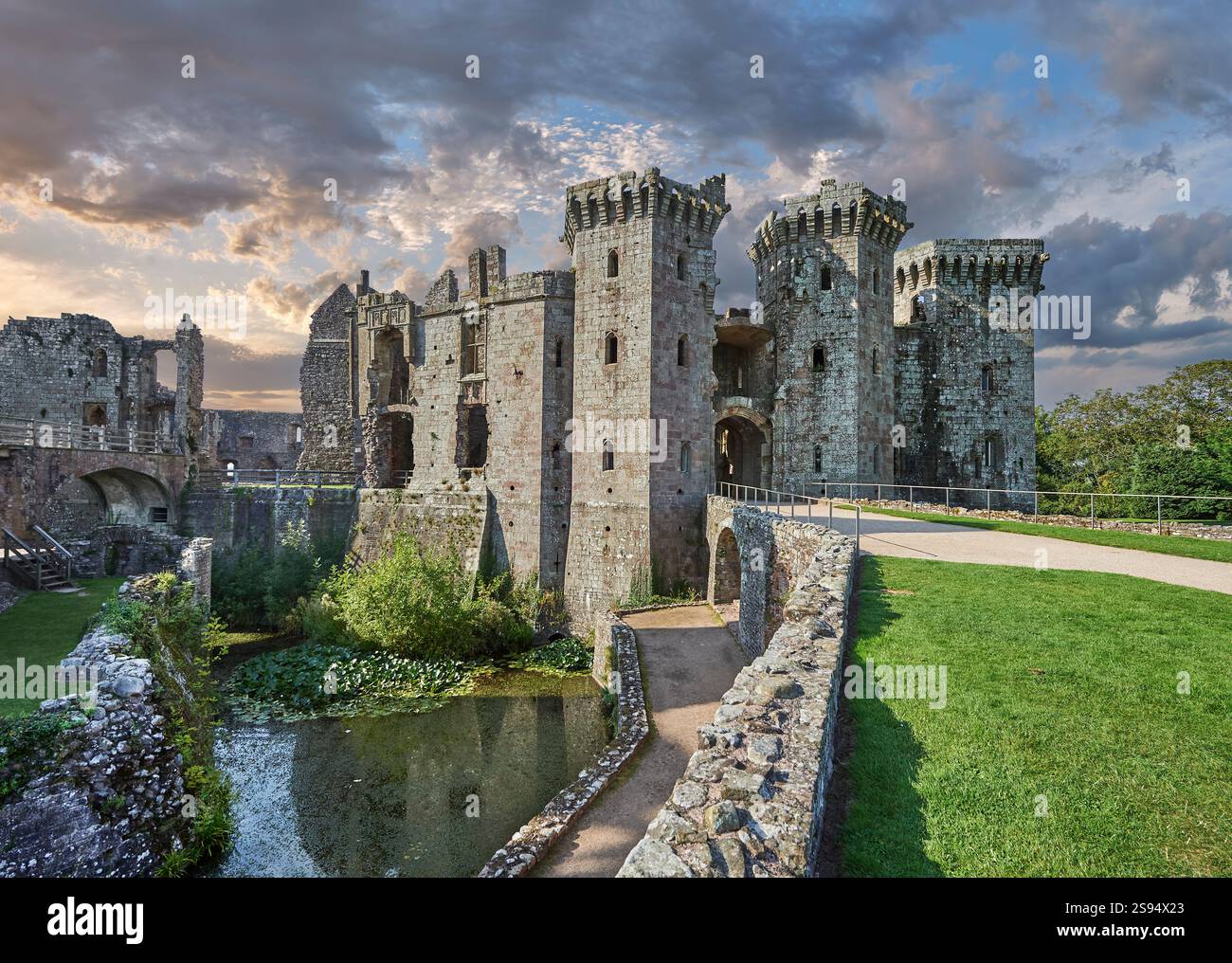 Ruins of the medieval Raglan Castle (Welsh: Castell Rhaglan ...