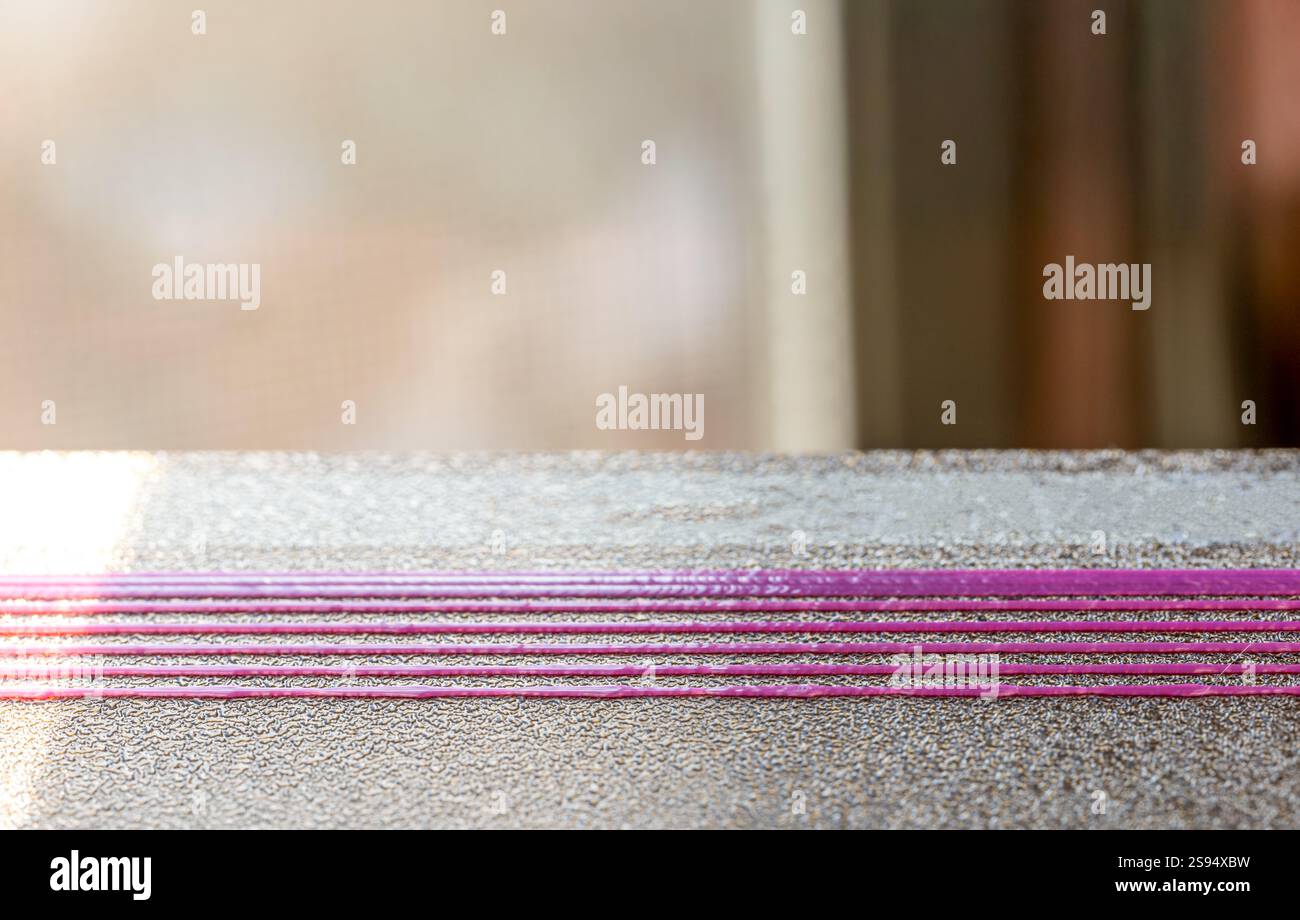 Selective focus on a 3d printer bed with flow calibration lines for ...