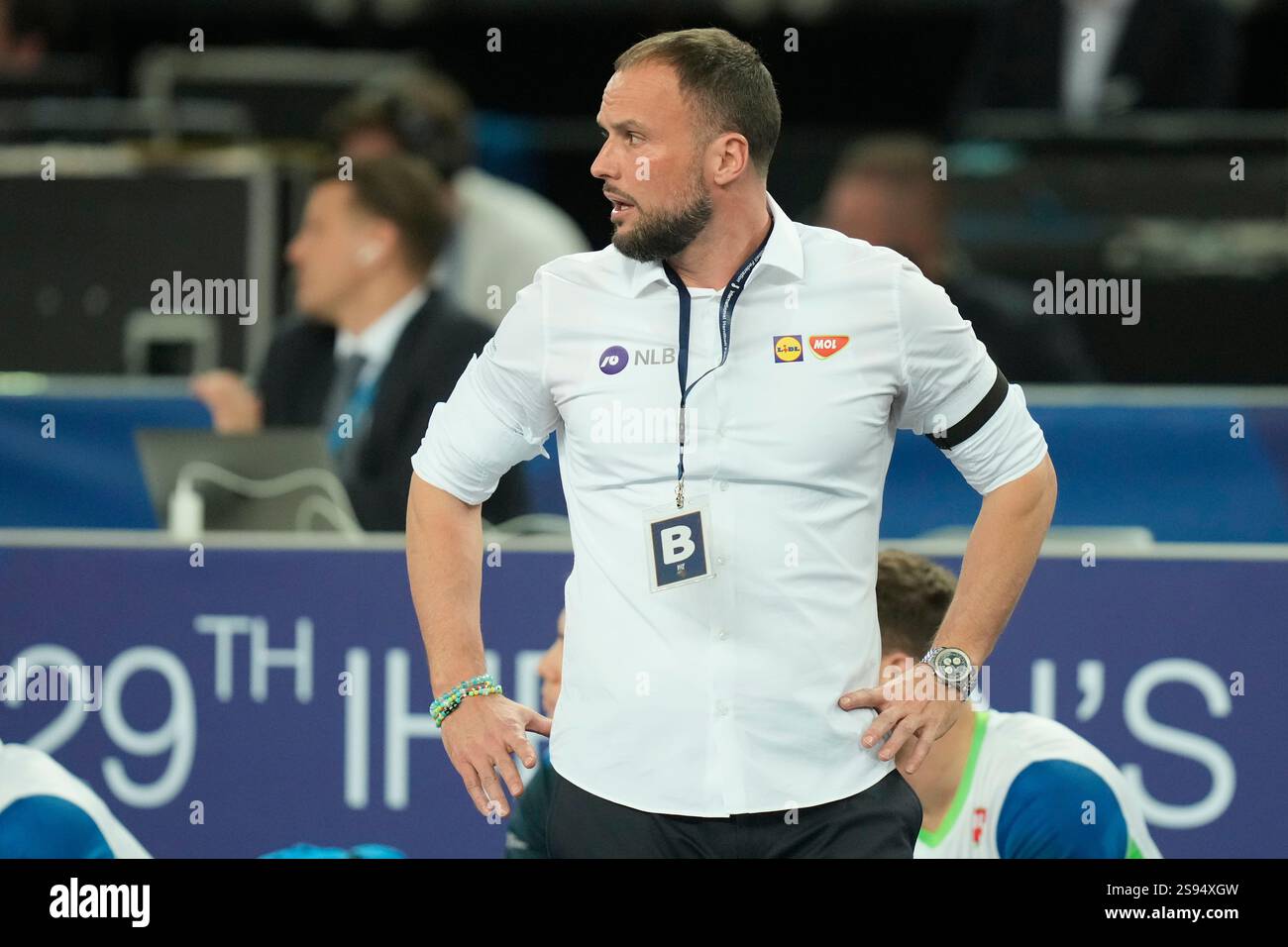 Slovenia head coach Uros Zorman during the main round match between ...