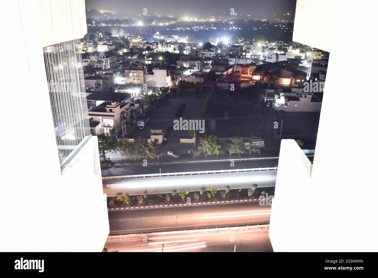 A long exposure photo shows the late night view of Jammu city the ...