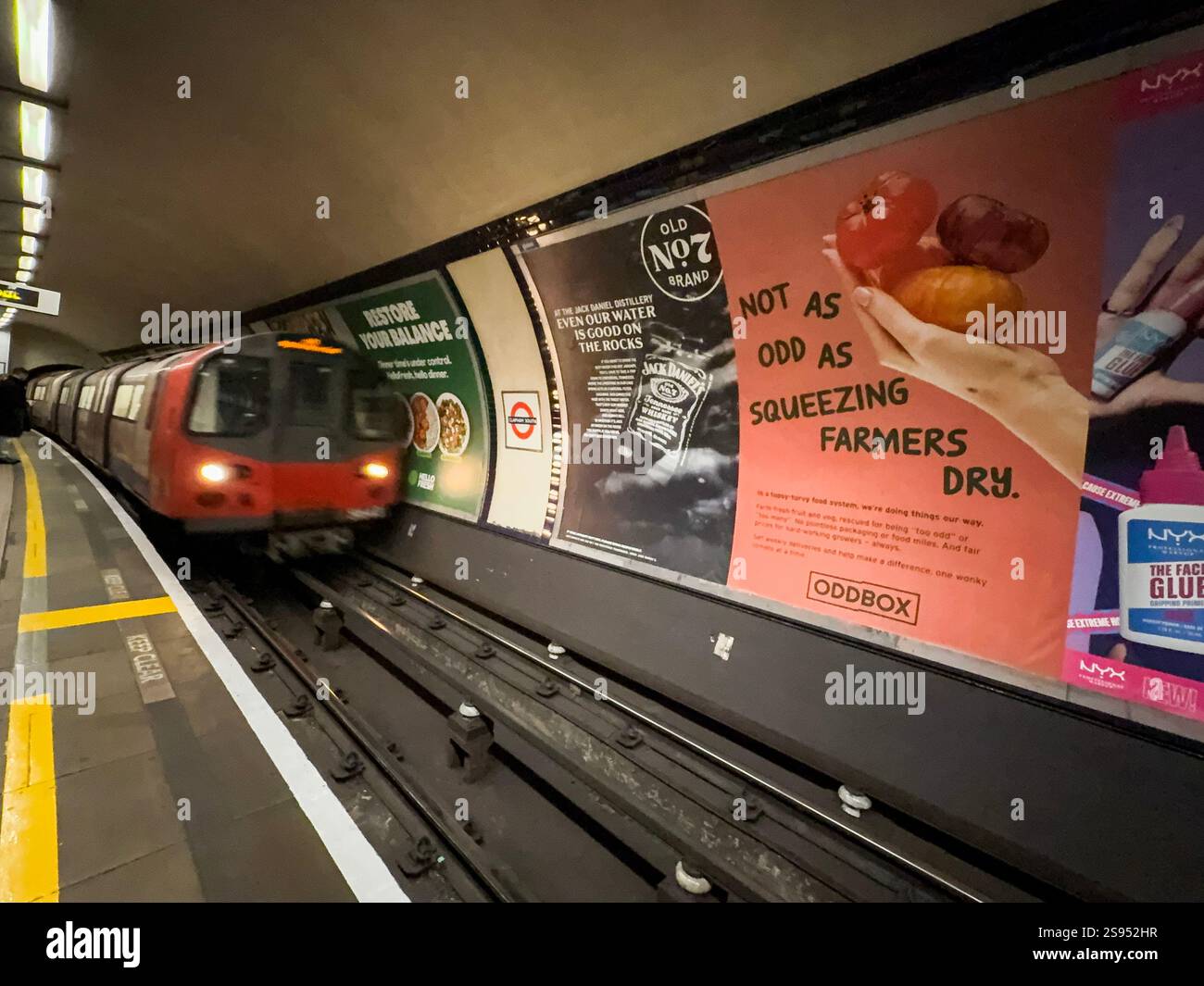 London, UK. 23 Jan 2025. Odddbox advert on the London Underground ...