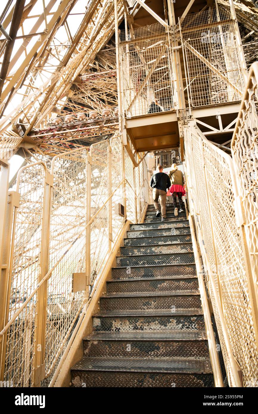 Paris, France - June 14, 2024: Ascending the Eiffel Tower during he day, Europe Stock Photo - Alamy