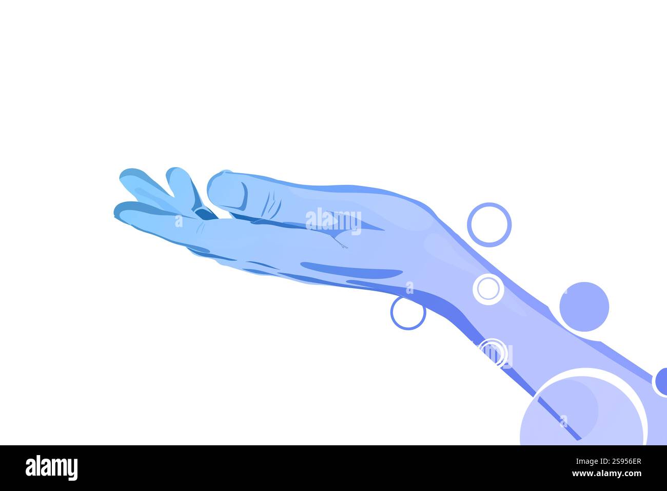 Light blue gradient hand on white background. Illustration Stock Photo ...