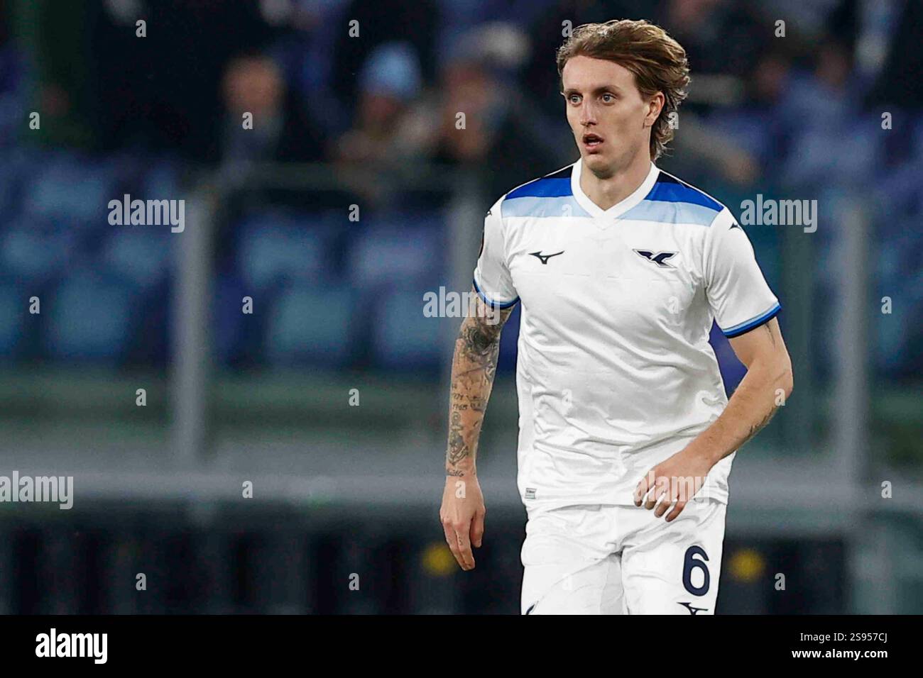 Lazio's Nicolo Rovella looks on Lazio's Fisayo Dele-Bashiru is seen in ...