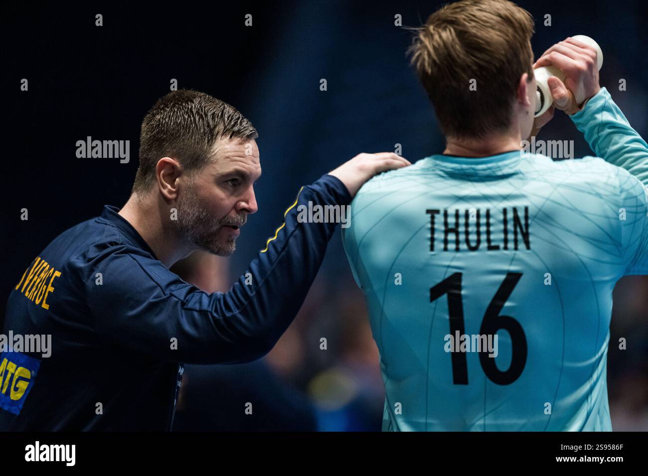 250124 Goalkeeper Andreas Palicka and goalkeeper Tobias Thulin of ...