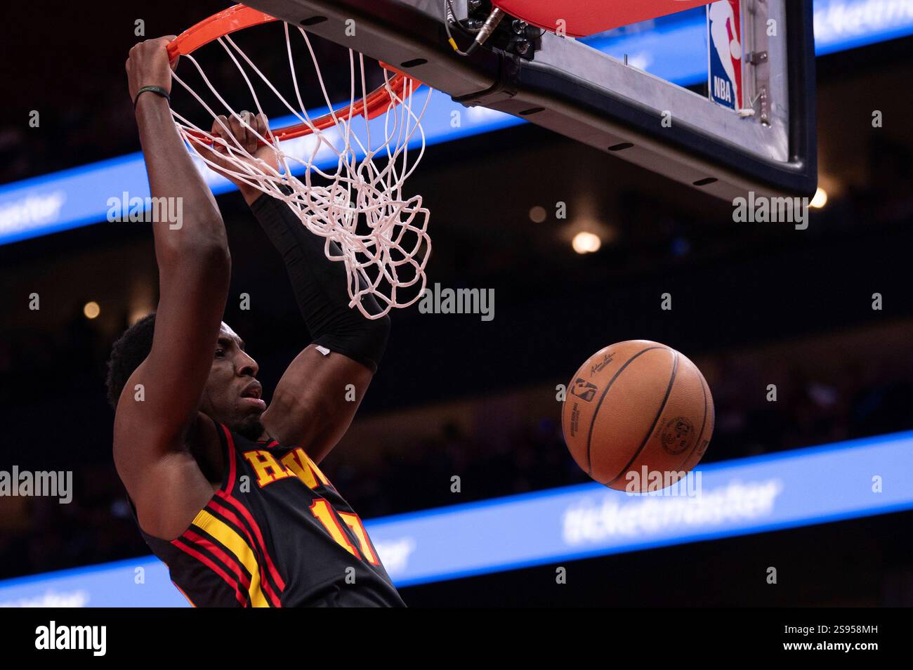 Atlanta Hawks forward Onyeka Okongwu (17) dunks the ball during the ...
