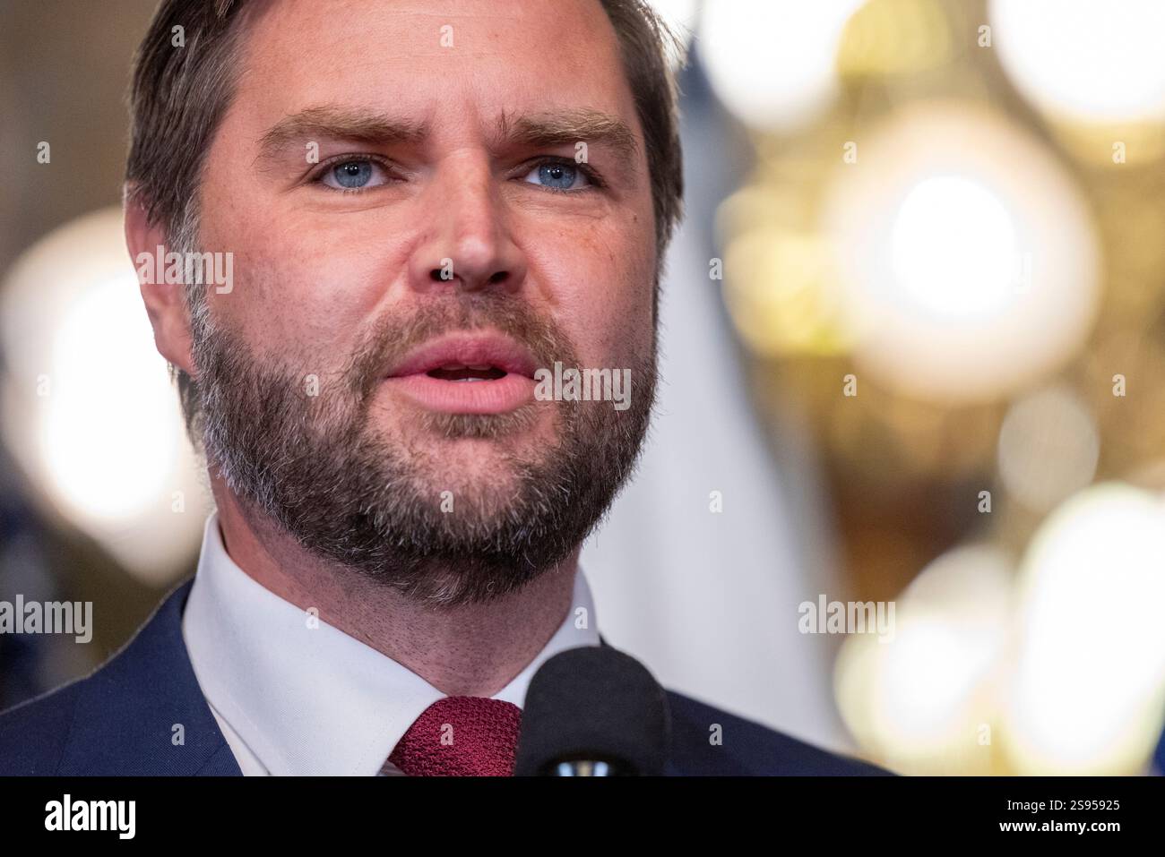 United States Vice President JD Vance delivers remarks prior to ...