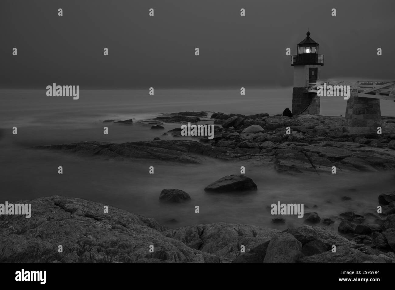 USA, Maine. Port Clyde, Marshall Point Lighthouse at sunset Stock Photo ...