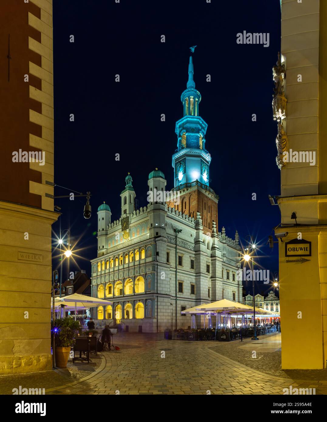 A picture of the Poznan Town Hall as seen through one of the square ...