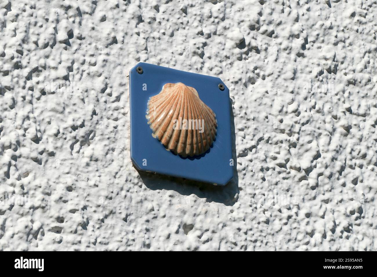 Sign, signpost of Way of St. James, shell Stock Photo - Alamy