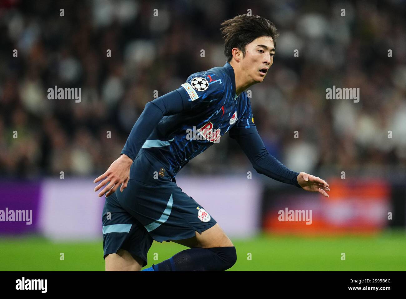 Takumu Kawamura of Red Bull Salzburg FC during the UEFA Champions League match between Real ...
