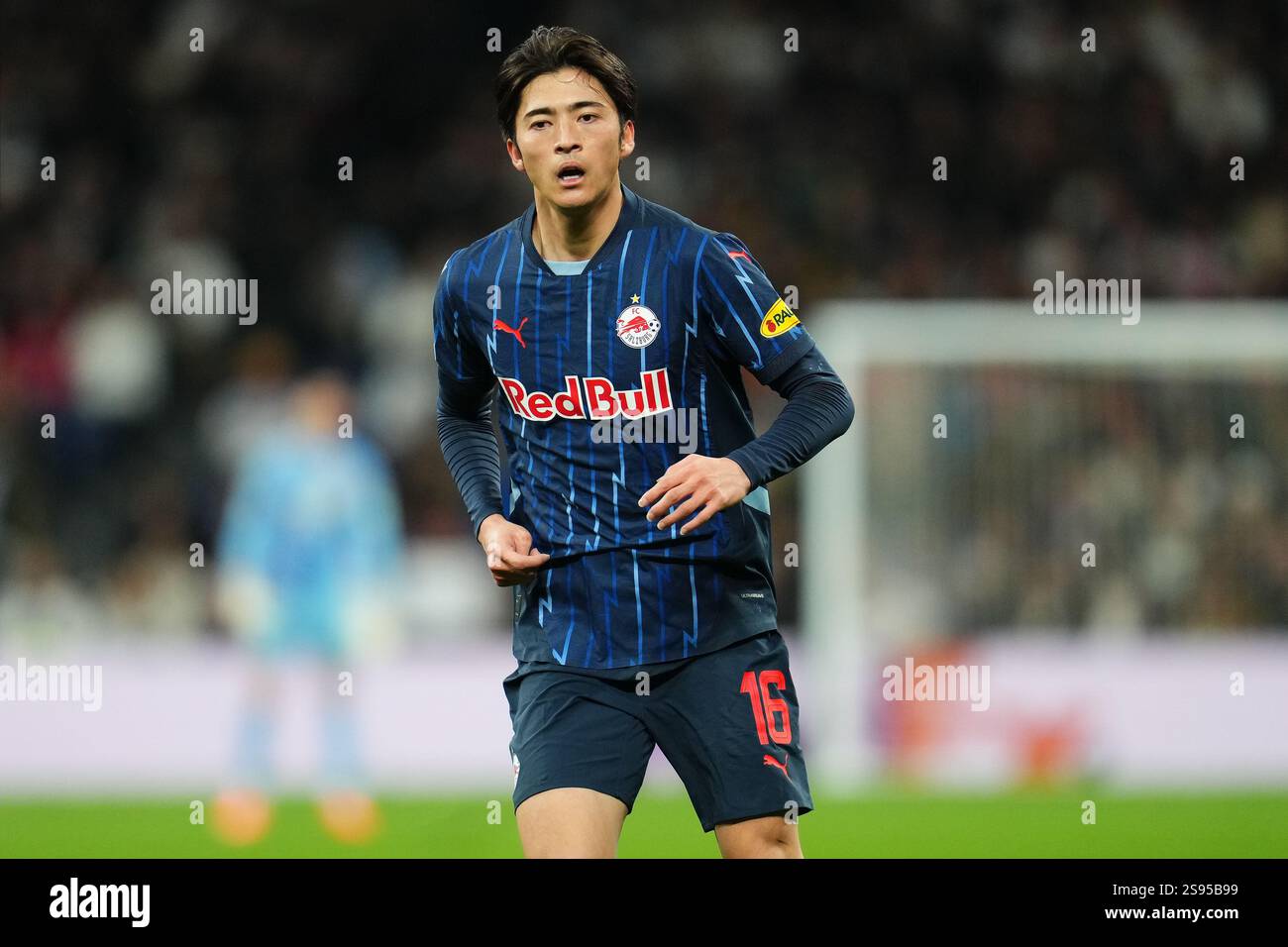 Takumu Kawamura of Red Bull Salzburg FC during the UEFA Champions League match between Real ...