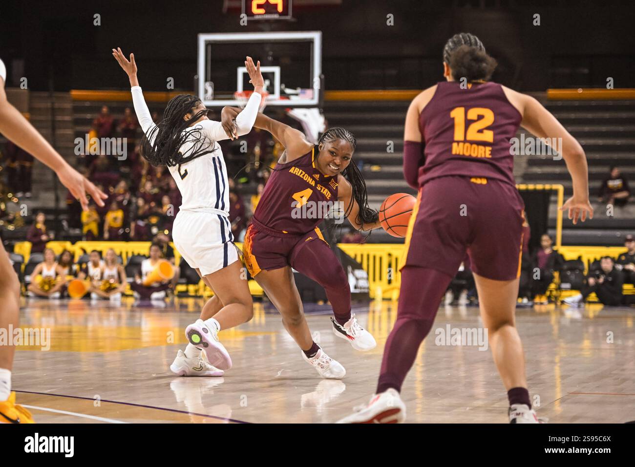 Arizona State Sun Devils guard Jyah LoVett (4) drives toward the basket ...