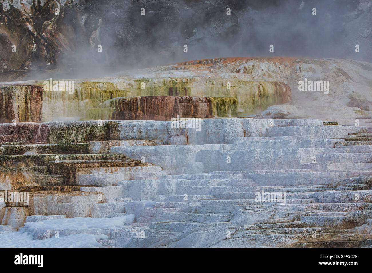Travertine pools of Mammoth Hot Springs in Yellowstone National Park ...
